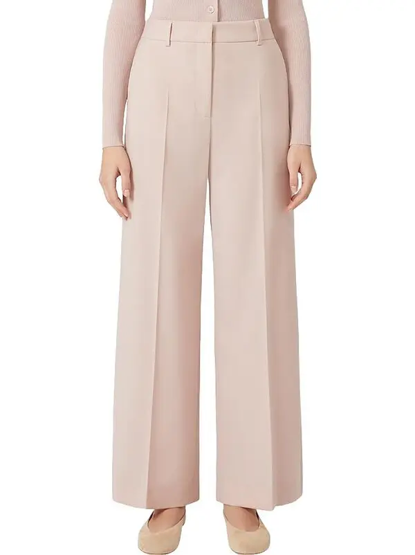 Max Mara Visivo Wool Palazzo Trousers - Powder