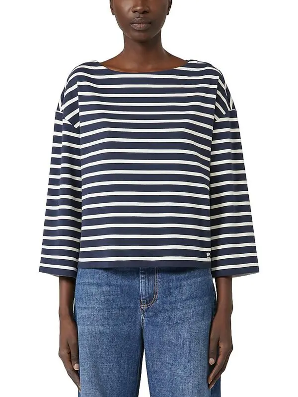 Max Mara Striped Boat Neck Top - Ultramarine