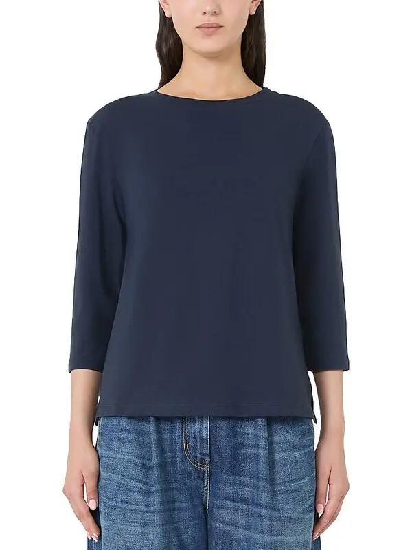 Max Mara Multia Boat Neck Top - Navy