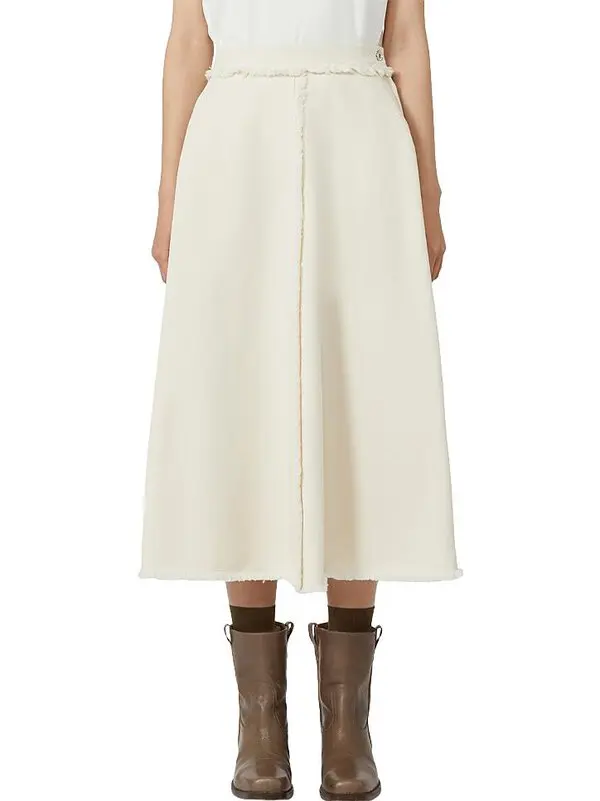 Max Mara Alvaro Fringe Trim Midi Skirt - Ecru