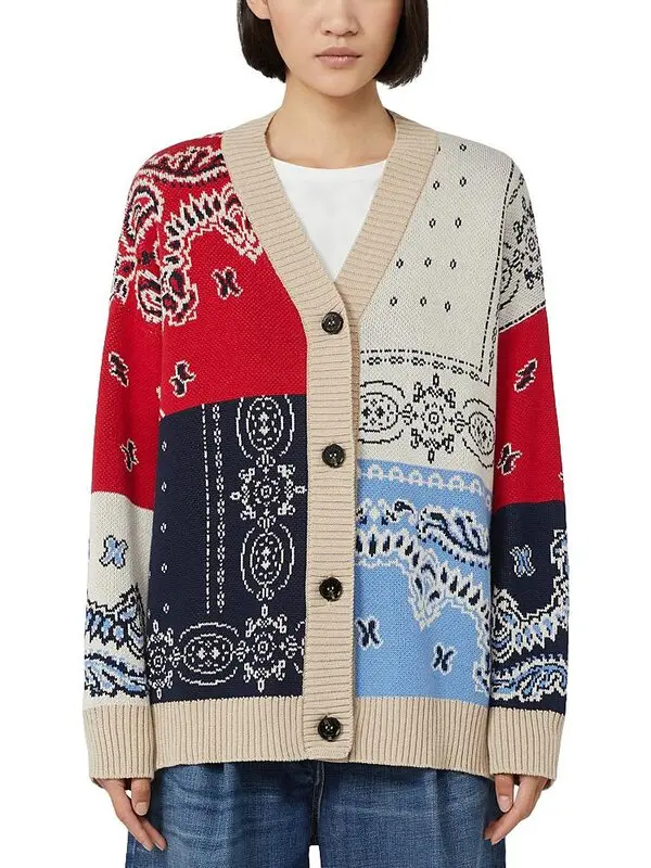 Max Mara Bandana Patchwork Cotton Cardigan - Navy