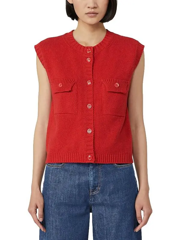 Max Mara Caprara Knitted Waistcoat Top - Red