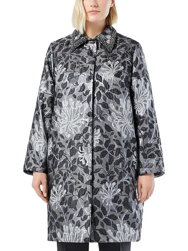 Marina Rinaldi Kirin Jacquard Coat - Dark Grey