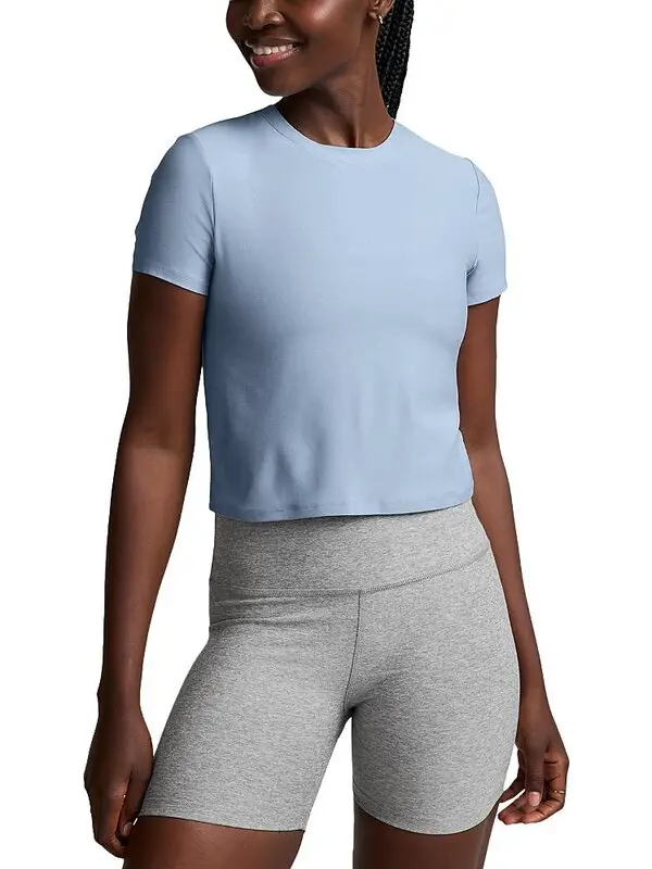Beyond Yoga Featherweight Cropped Tee - Blue Zen Heather