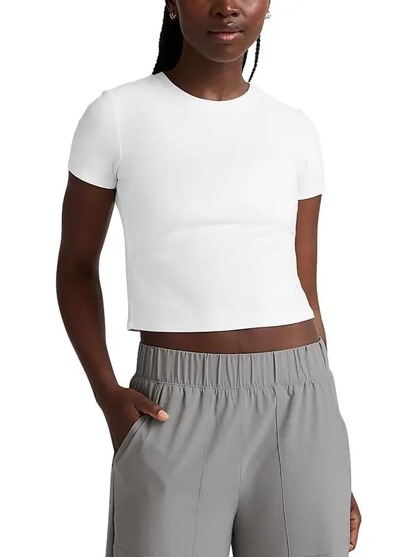 Beyond Yoga Featherweight Cropped Tee - Cloud White