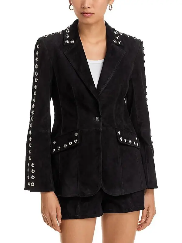 Cinq À Sept Studded Suede Milly Jacket - Black