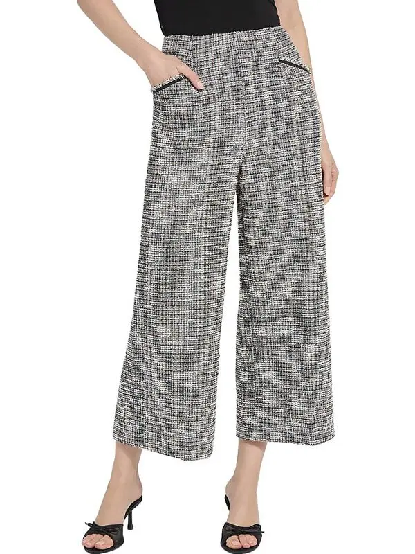 Lyssé Charlotte Ankle Stretch Tweed Palazzo Pants - Multi Color