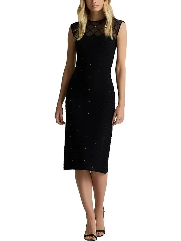 St. John Engineered Trellis Knit Dress - Black