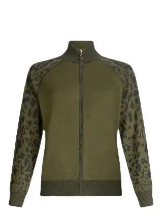 Liu Jo Sweater With Leopard Print Sleeves - Green