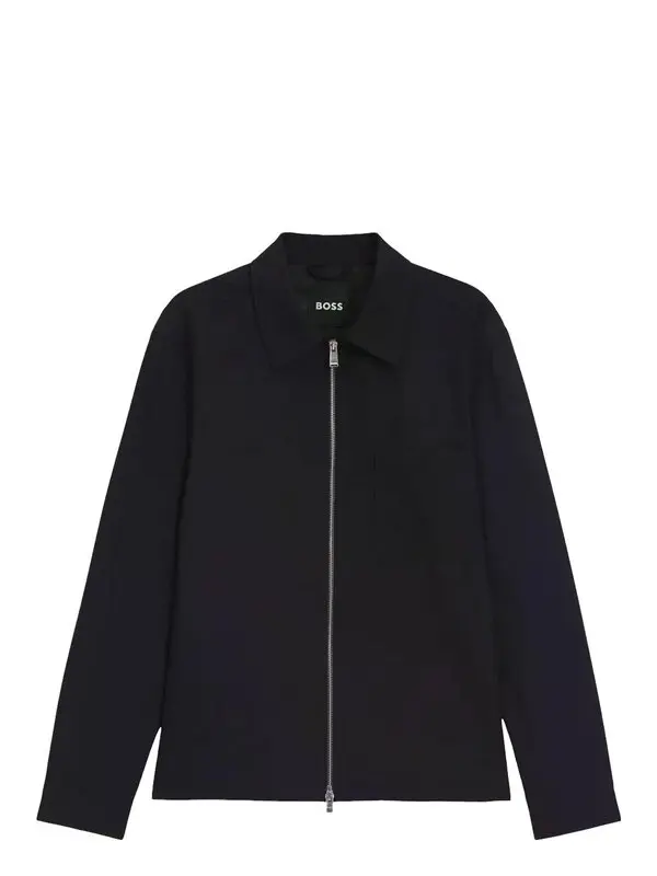 BOSS Zip-front Jacket With Pocket Detail - Blue