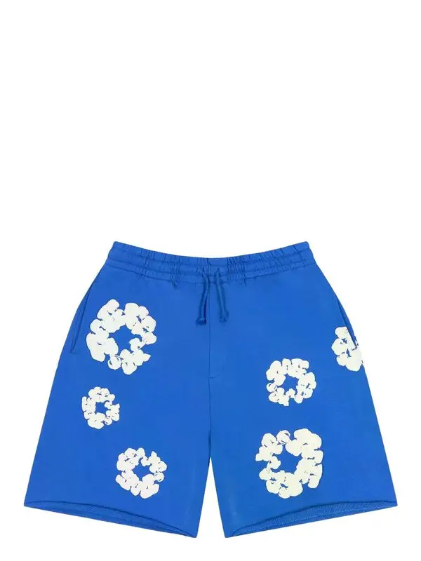 DENIM TEARS Wreath-print Track Shorts - Blue