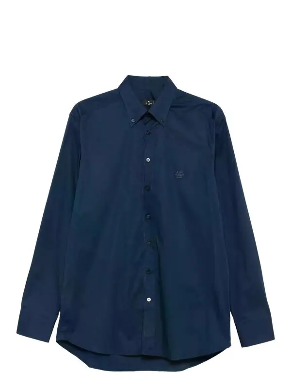 Etro Logo-embroidered Button-down Shirt - Blue