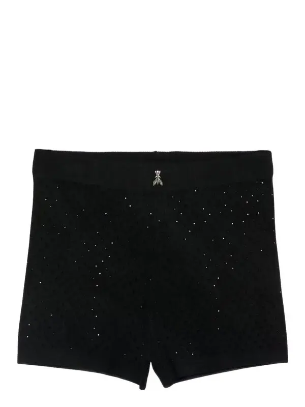 Patrizia Pepe Rhinestone-embellished Knit Shorts - Black