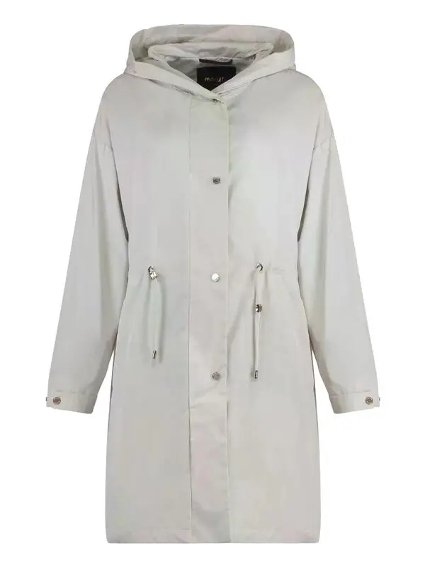 MOORER Hooded Drawstring-waistband Jacket - White