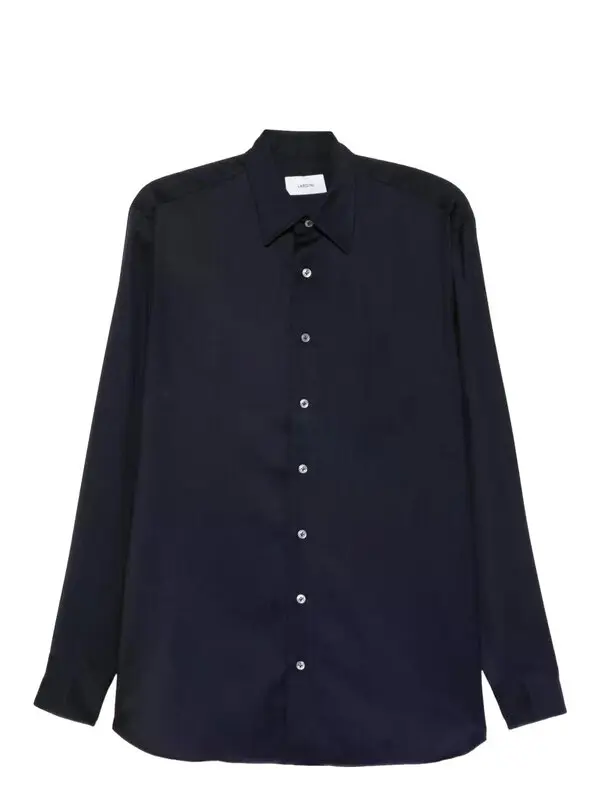 LARDINI Long-sleeve Wool Shirt - Blue