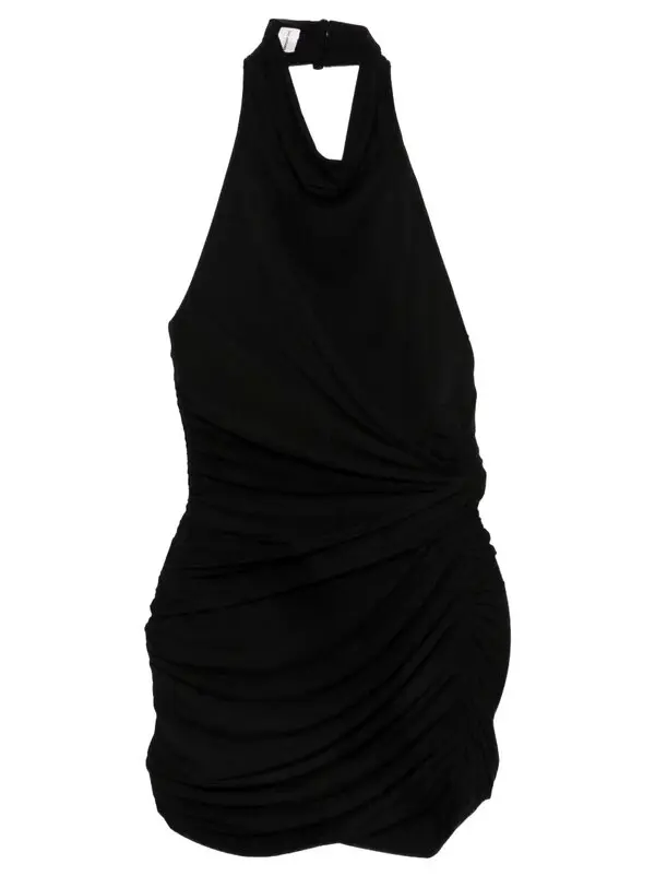 Andamane Stella Halter-neck Ruched Mini Dress - Black