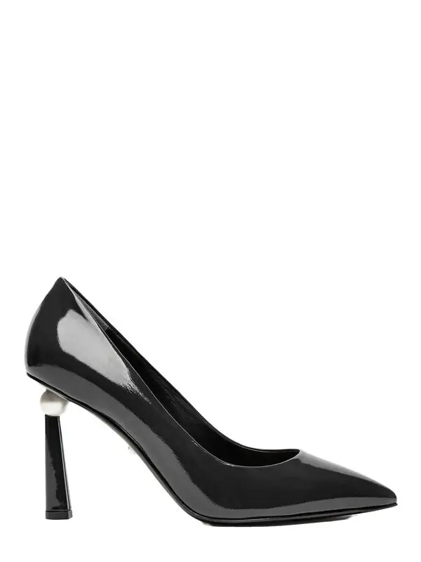 ALEVI MILANO 95mm Pearl-embellished Patent Leather Pumps - Black