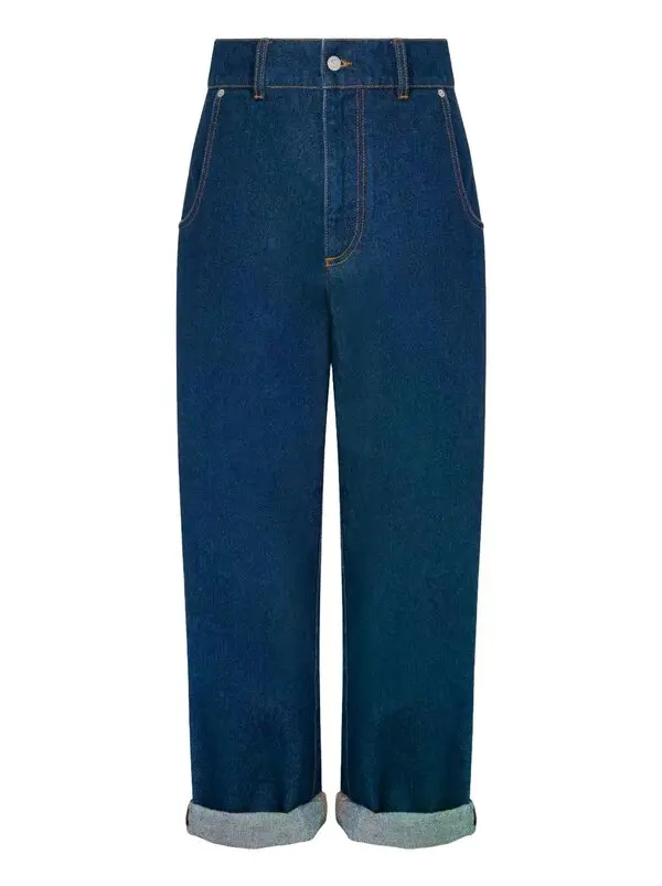Moschino High-waist Cuffed Jeans - Blue