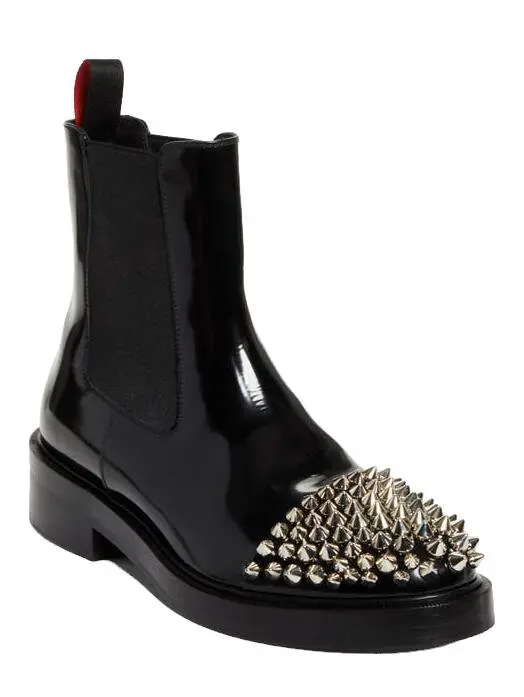 CHRISTIAN LOUBOUTIN Battersea Spiked Cap Toe Chelsea Boot - Black