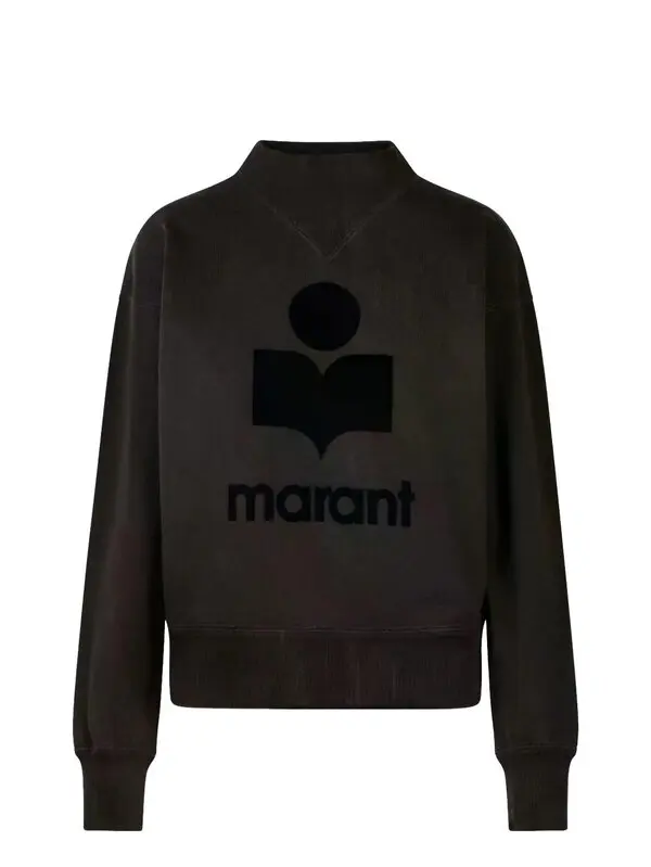 Isabel Marant Flocked-logo Crew-neck Sweatshirt - Black