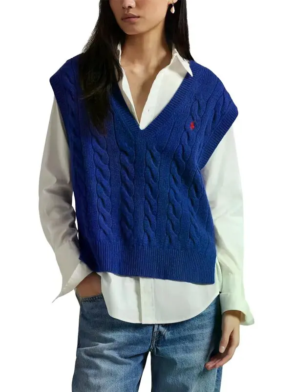 Ralph Lauren Cable-knit V-neck Vest - Blue
