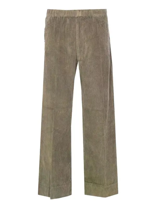 TRUE AVENUE Elasticated-waist Corduroy Trousers - Green