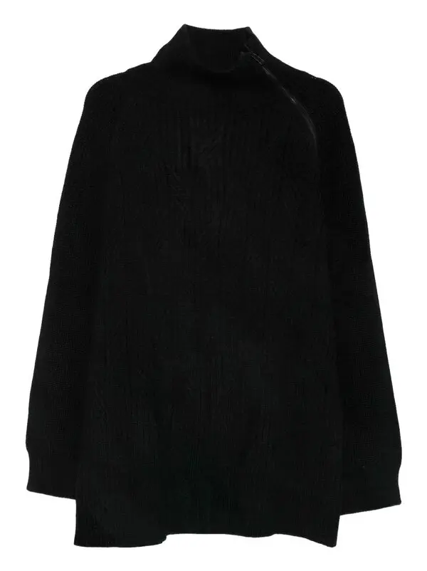 Yohji Yamamoto High-neck Cable-knit Sweater - Black