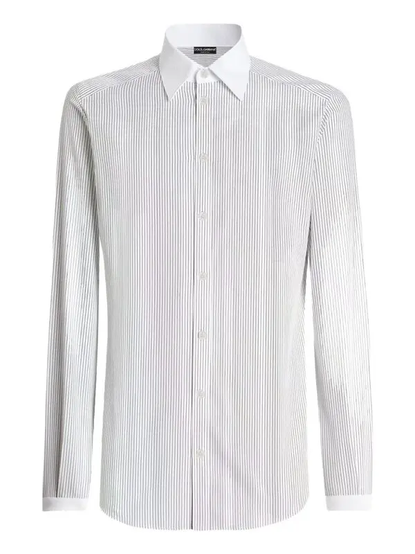 Dolce & Gabbana Striped Long-sleeved Shirt - White