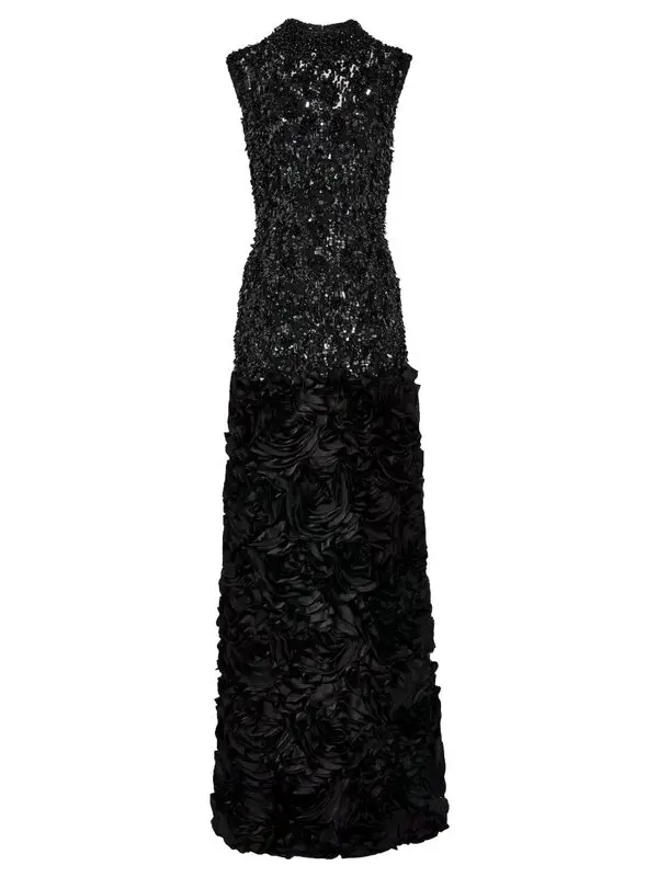 Jenny Packham Sequin-embellished Ruffle Maxi Dress - Black