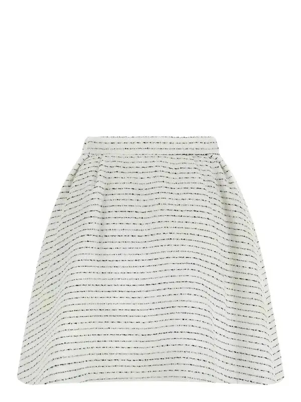 Alessandra Rich Tweed Pleated Mini Skirt - White