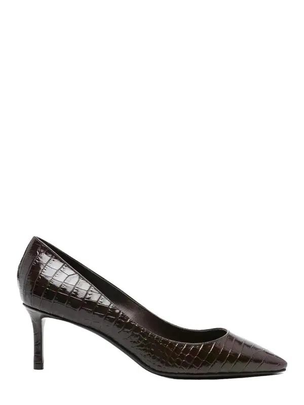 JIMMY CHOO Crocodile-embossed Pointed-toe Pumps - Brown