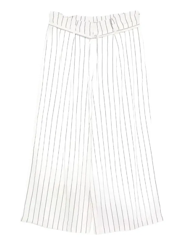 Marc O'polo Pinstriped Belted Trousers - White