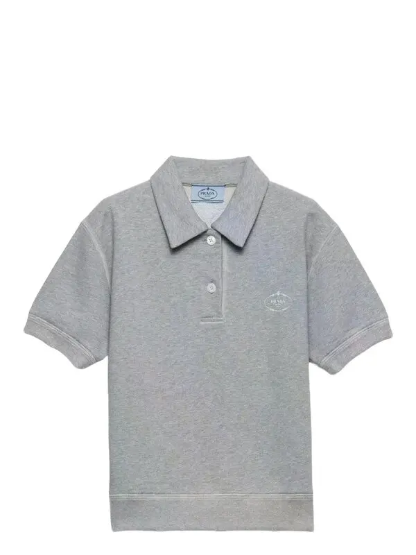 Prada Logo-embroidered Ribbed-knit Polo Shirt - Grey