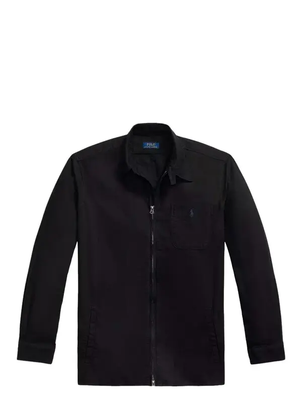 Polo Ralph Lauren Zip-front Long-sleeve Shirt - Black