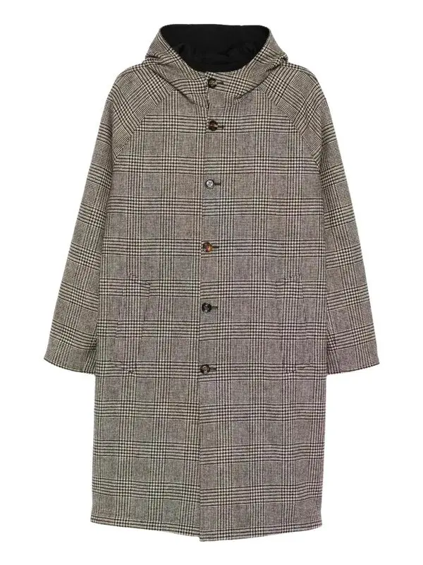 KIRED Houndstooth Hooded Coat - Brown