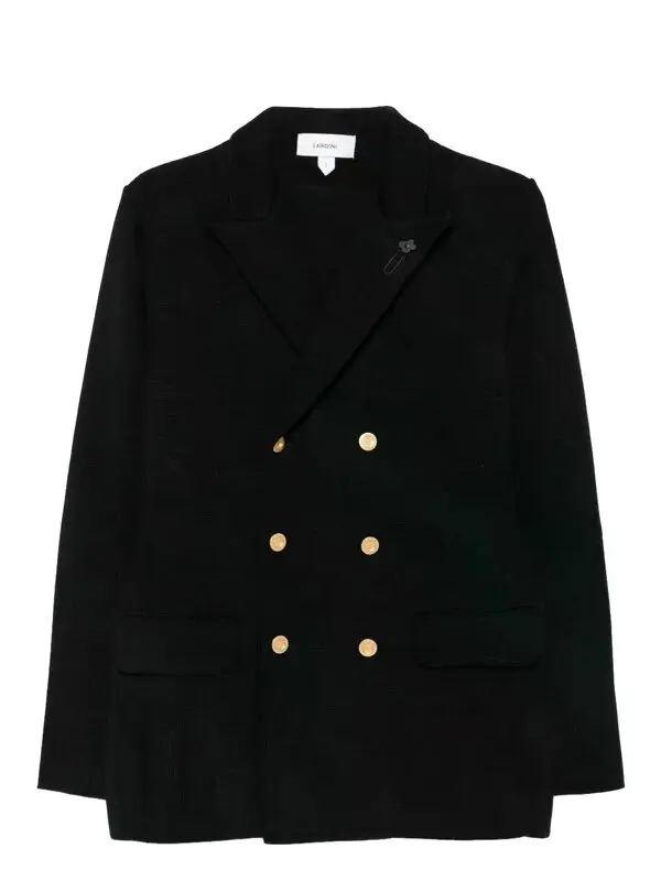 LARDINI Double-breasted Virgin Wool Jacket - Black