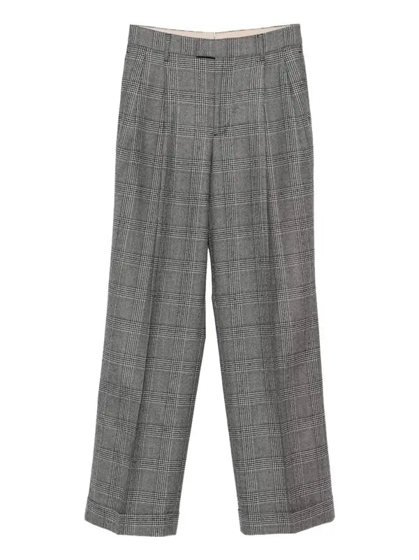 BERWICH Pleated Checked Trousers - Black
