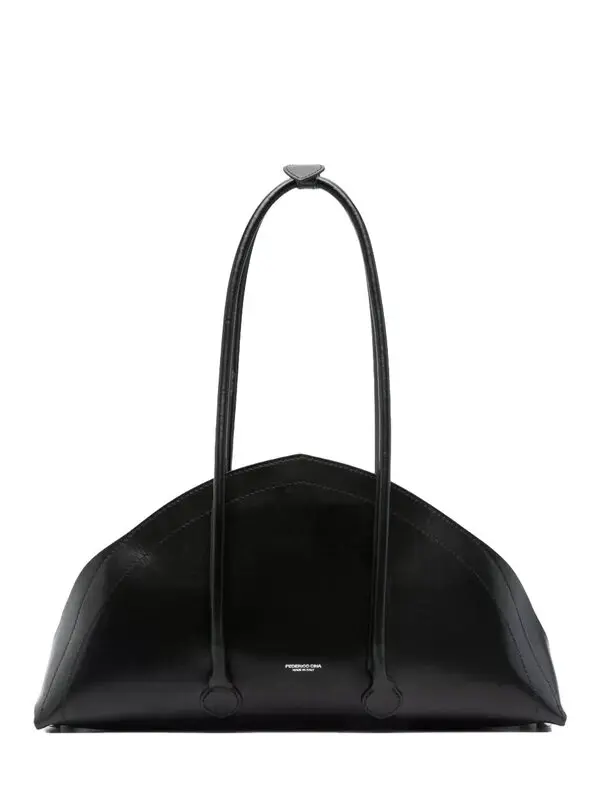 FEDERICO CINA Curved Leather Shoulder Bag - Black