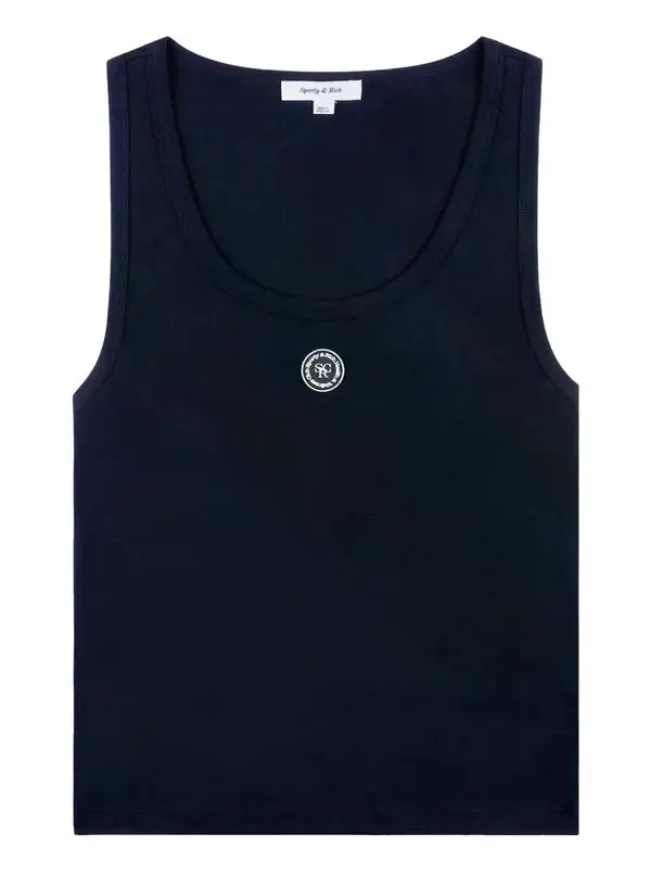 SPORTY & RICH Logo-patch Rib Tank - Blue