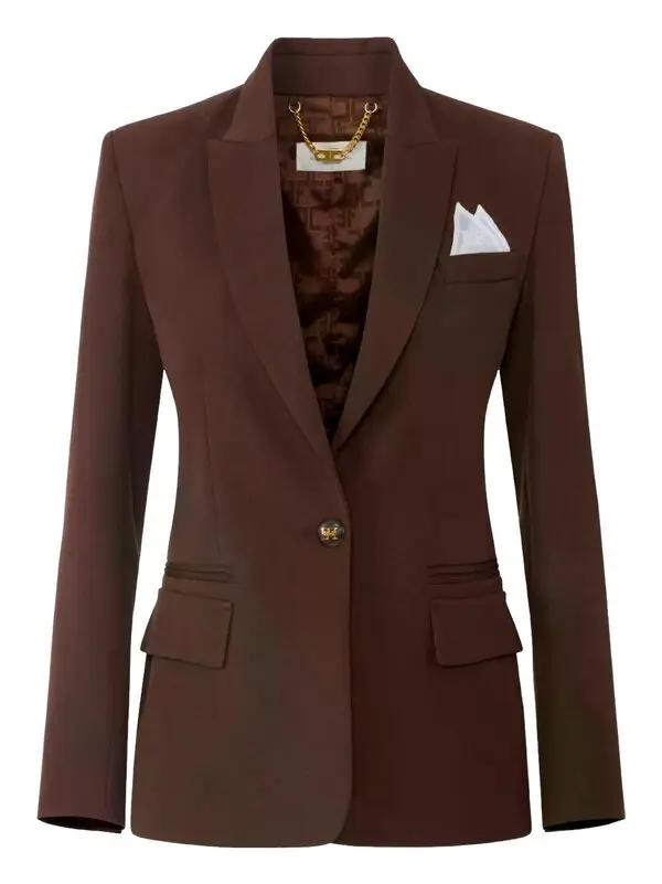 Elisabetta Franchi Single-button Gabardine Blazer - Brown