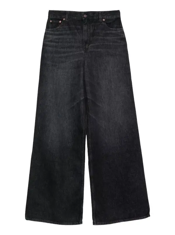Chloé Whiskered Wide-leg Jeans - Black