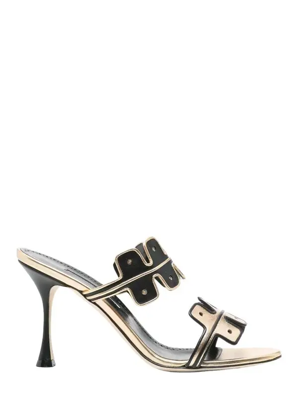 Manolo Blahnik 90mm Aplinanu Leather Sandals - Gold