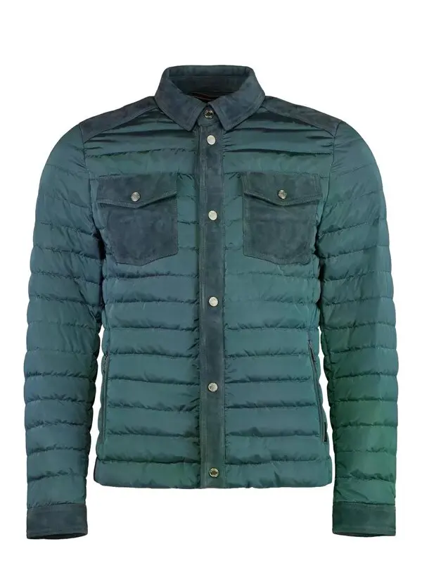 MOORER Panelled Quilted Jacket - Blue