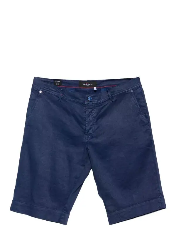 Kiton Button-fastening Linen-blend Shorts - Blue