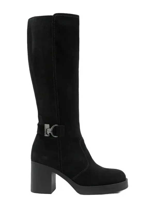 NEROGIARDINI 75mm Buckle-detail Block-heel Boots - Black