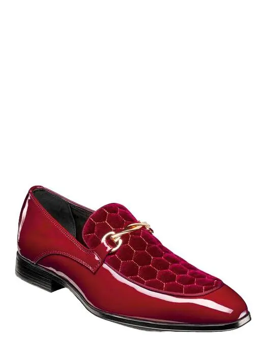 STACY ADAMS Sprague Quilted Velour Loafers - Burgundy