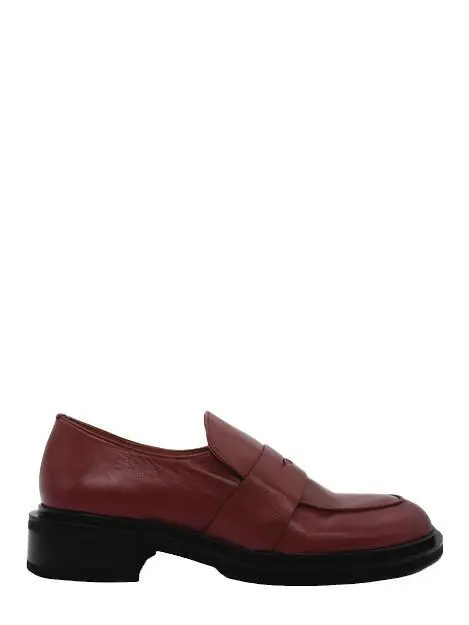 AMIE RAFA Drew Chunky Leather Loafer - Burgundy