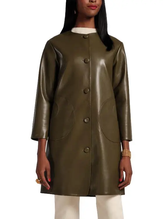 FRANCES VALENTINE Faux Leather Mod Jacket - Olive