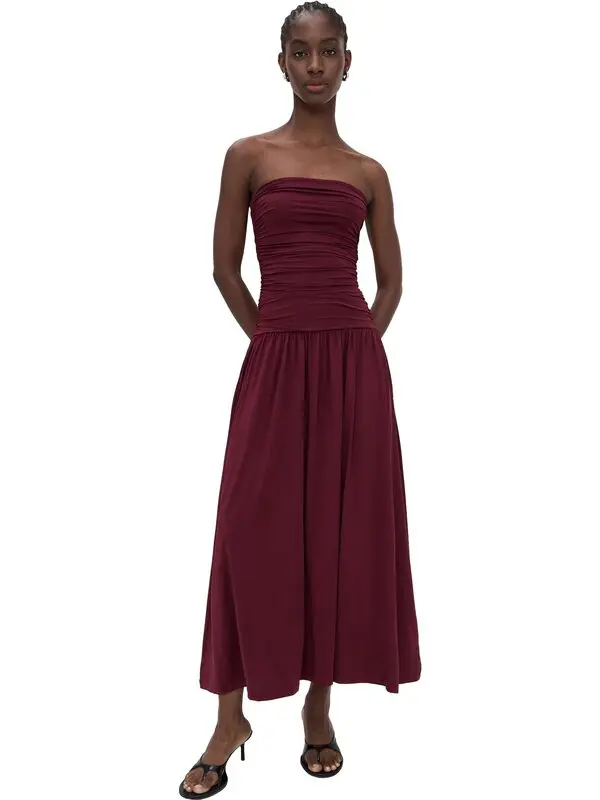 NIA Santal Strapless Maxi Dress - Oxblood