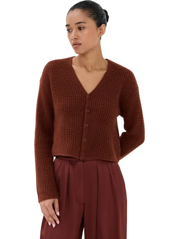 Sablyn Bianco Cashmere Cropped Cardigan - Mahogany